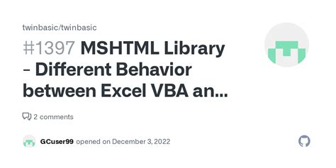 MSHTML Library Different Behavior Between Excel VBA And TB Issue