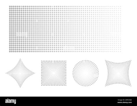 Halftone Dots Abstract Background Set Of Geometric Shapes Vector