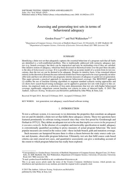 Pdf Assessing And Generating Test Sets In Terms Of Behavioural Adequacy