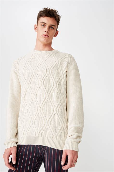 Cable Knit Sweater Ivory Cotton On Knitwear