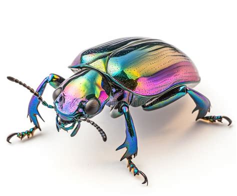 Metallic Beetle Posing On White Background Stock Illustration