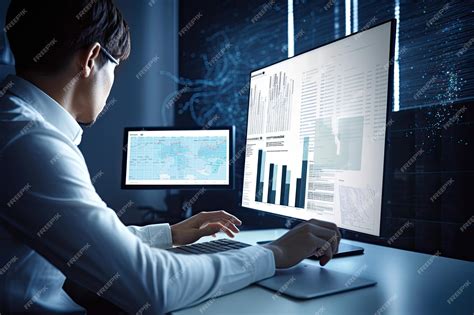 Premium Photo Businessman Using A Computer To Analyse Big Data