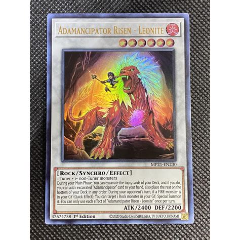 Mp21 Ultra Rare Dưa Hấu Yugioh Lá Bài Thẻ Bài Adamancipator Risen Leonite Tặng Bọc Bài