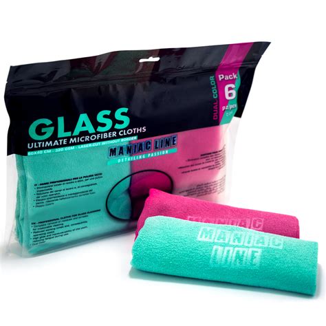 Maniac Ultimate Microfibre Glass Cloths 6 Pack Washmeie
