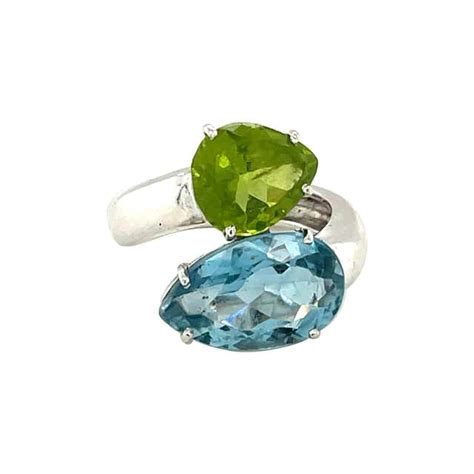 Peridot Blue Topaz Inset Ring For Sale At 1stdibs