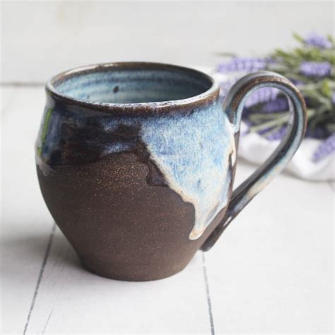 Andover Pottery — Rustic Pottery Mug With Dripping White Glaze Over