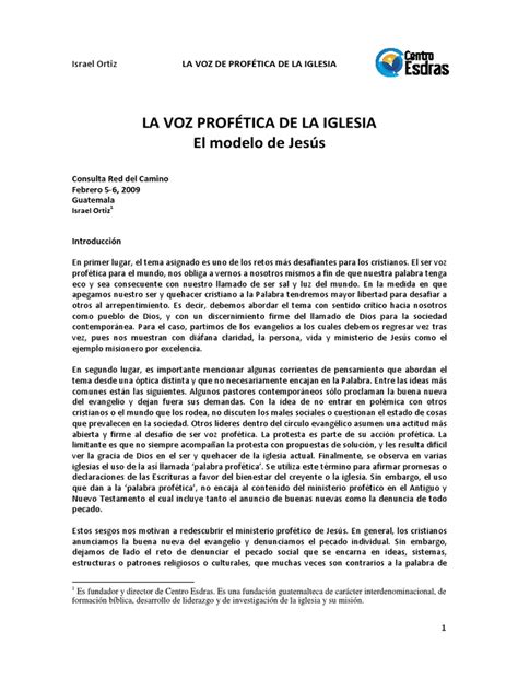 La Voz Profetica De La Iglesia Israel Ortiz Pdf Pdf Jesús Evangelios