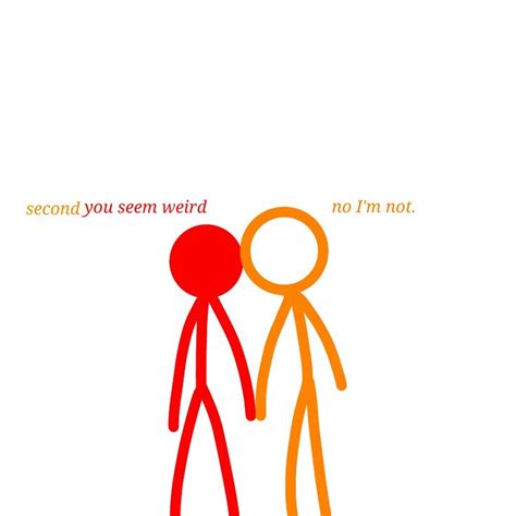 An Orange And Red Stick Figure Standing Next To Each Other With The