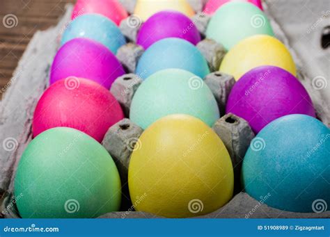 Egg Carton Of Colorful Dyed Easter Eggs Stock Image Image Of Eggs