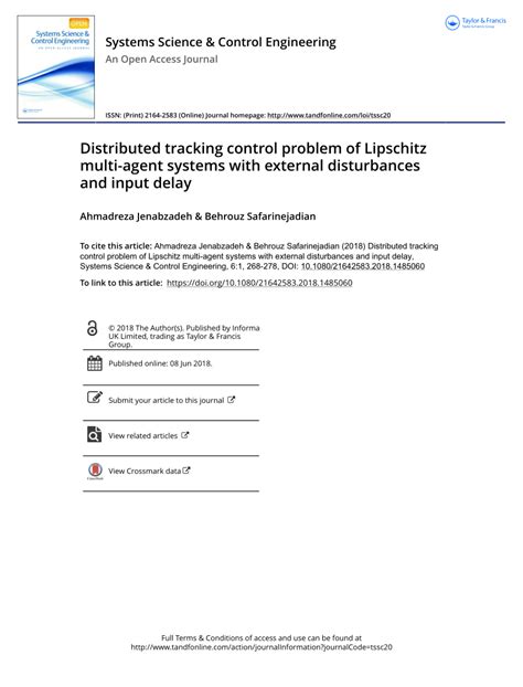 Pdf Distributed Tracking Control Problem Of Lipschitz Multi Agent