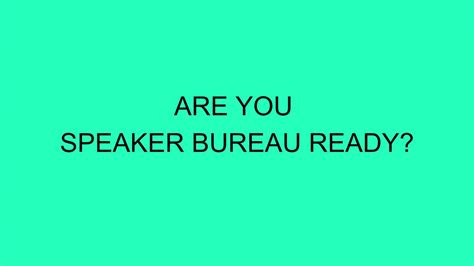 Speaker Bureau Checklist