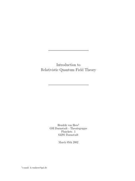 Relativistic Quantum Field Theory Pdf Quantum Field Theory Gauge