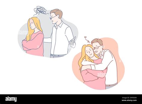 Man Hugging Woman Upset Stock Vector Images Alamy