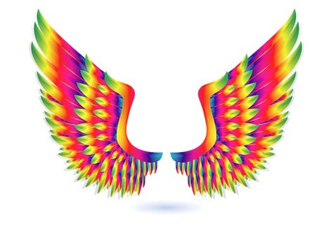 Premium Vector Realistic Fantasy Colorful Angle Wings Isolated