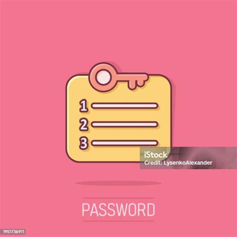 Password Account Icon In Comic Style Keyword Cartoon Vector Illustration On Isolated Background
