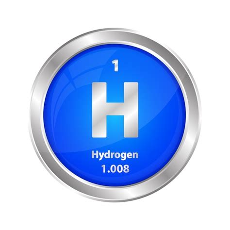 Symbolstruktur Wasserstoff Hydrogenium H Chemisches Element Runder Kreis Blau Premium Vektor