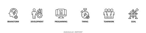 Hackathon Banner Web Icon Set Vector Stock Vector Royalty Free