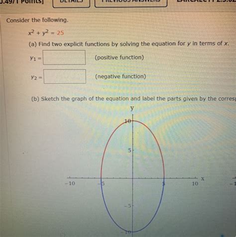 Solved Consider The Following X² Y² 25 A Find Two