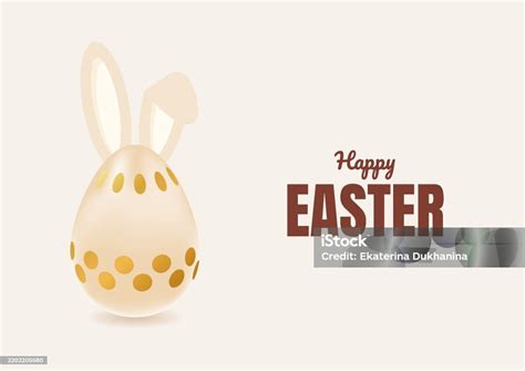 즐거운 부활절 배너 보내세요 화이트 초콜릿 황금 달걀 토끼 귀와 함께 휴일 인사 배경 봄 벡터 일러스트 레이 션 개념에 대한 스톡 벡터 아트 및 기타 이미지 Istock