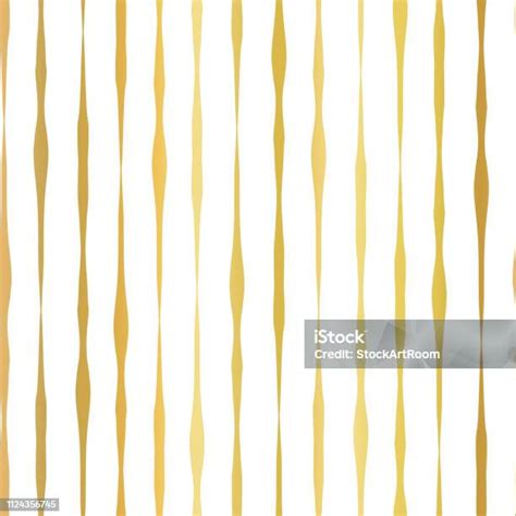 금박 손으로 그려진된 수직선 원활한 벡터 패턴입니다 흰색 바탕에 황금 물결 모양의 불규칙 한 줄무늬입니다 디지털 종이 배너 웨딩 파티 생일 초대 선물 포장에 대 한 우아한