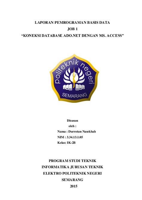 Doc Laporan Pemrograman Basis Data Job 1 “koneksi Database Adonet