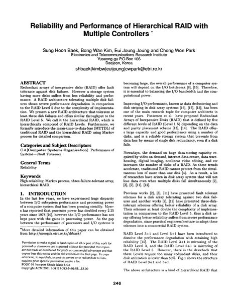 Pdf Reliability And Performance Of Hierarchical Raid With Multiple