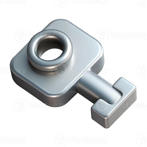Dramatic Abstract Encryption Key Icon Silver Isometric View Cutout Genuine 57434723 Png