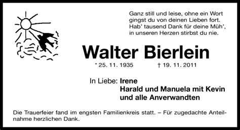 Traueranzeigen Von Walter Bierlein Trauer Nn De