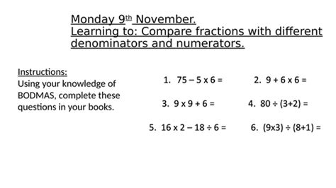 Y6 Maths Compare Fractions Teaching Resources
