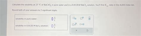 Solved Calculate The Solubility At 25C Of BaCrO4 In Pure Chegg