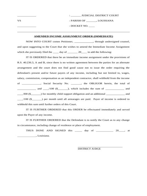 Income Assignment Order Doc Template Pdffiller