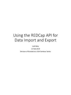 Using The REDCap API For Data Import And Export Using The Redcap Api For Data Import And