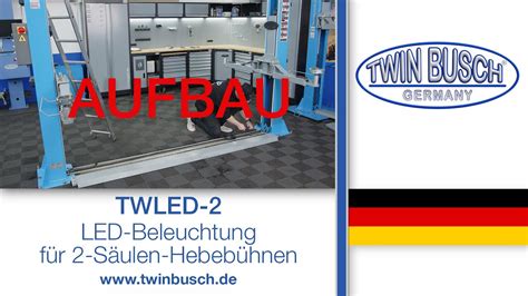 Aufbau der LED Beleuchtung LED KIT für 2 Säulen Hebebühnen TWLED 2