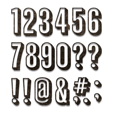 Sizzix Thinlits Die Set Alphanumeric Shadow Numbers 664808 By Tim