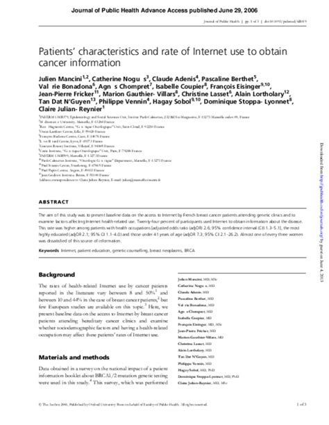 Pdf Investigating The Use And Non Use Of Online Information Resources Among Cancer Patients A