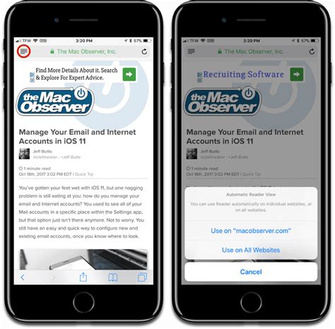 Ios 11 How To Turn On Ios Automatic Reader Mode In Safari The Mac