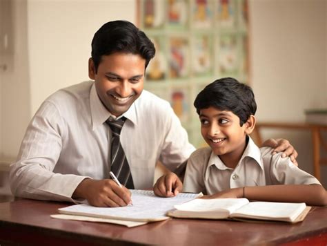 Premium Ai Image Young Indian Teacher Smiles While Tutoring Student