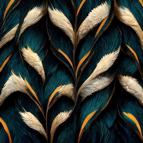 Premium Ai Image Art Decorative Peacock Feathers Seamless Patterns