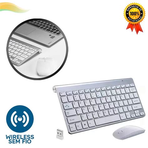 Kit Teclado Mouse Sem Fio Wireless Norma Abnt Para Notebook Shopee Brasil