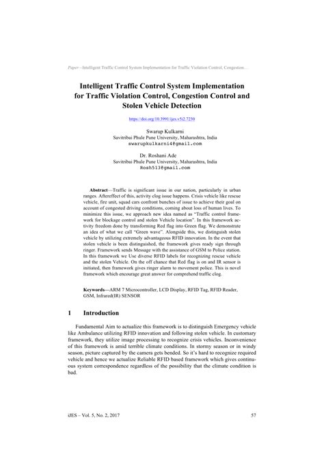 Pdf Intelligent Traffic Control System Implementation For Traffic