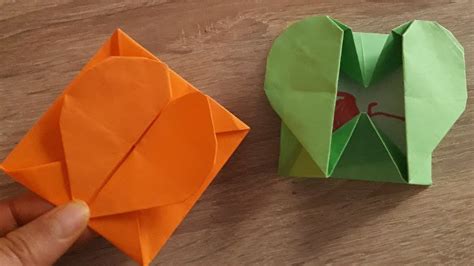 Origami Heart Box And Envelope🧡طريقة صنع علبة على شكل قلب بالورق Youtube