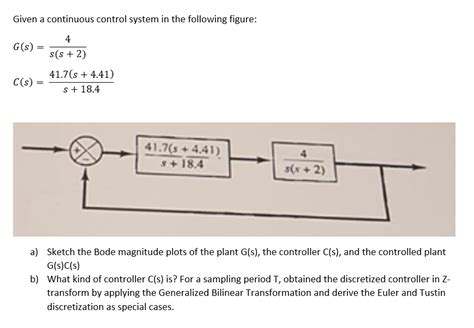 Solved Given A Continuous Control System In The Following