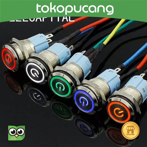 Jual Push Button Power LED V Mm Tombol Stainless Steel Momentary Mm Kab Magelang