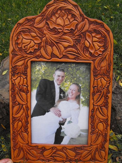 Items Similar To Hand Tooled Leather Rose Picture Frame On Etsy