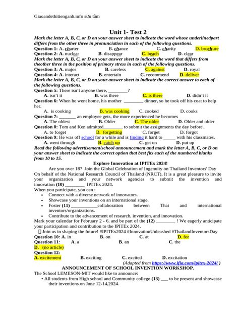 Unit 1 Test 2key Gs 12 Pdf Microscope Microscopy