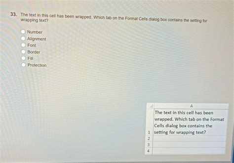 Solved 33 The Text In This Cell Has Been Wrapped Which Tab