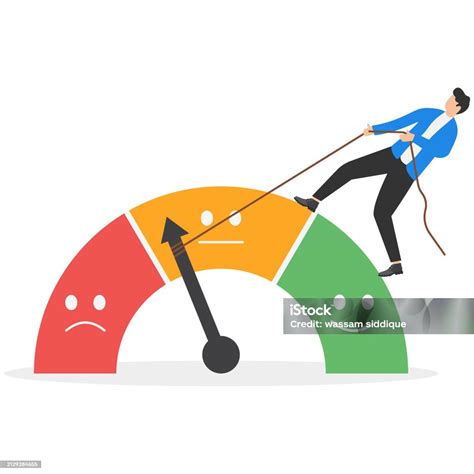 성과 평가 또는 고객 피드백 신용 점수 또는 만족도 측정 품질 관리 또는 개선 개념 강력한 사업가는 등급 게이지를 우수하게