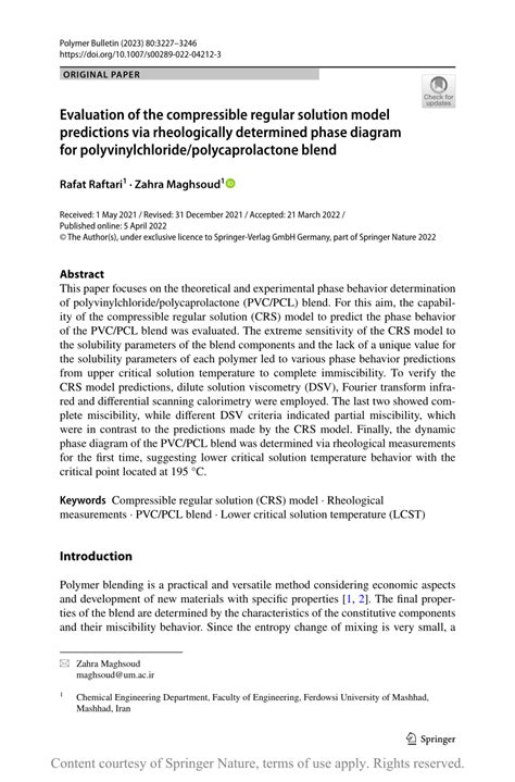 Evaluation Of The Compressible Regular Solution Model Predictions Via Rheologically Determined
