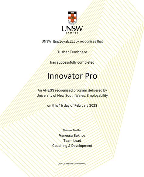 Tushar Tembhare On Linkedin Prior To Starting Unsws First Semester In