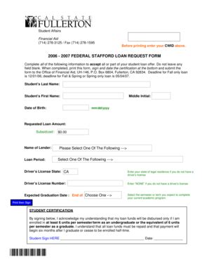 Fillable Online Fullerton Paper Loan Request Fullerton Fax Email